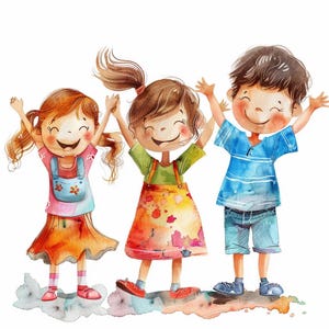 32 Images of Children Playing Watercolor PNG Clipart - Etsy UK