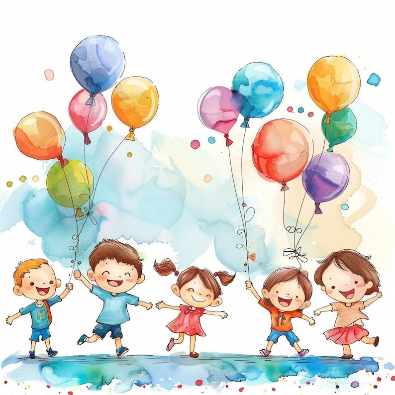 32 Images of Children Playing Watercolor PNG Clipart - Etsy UK