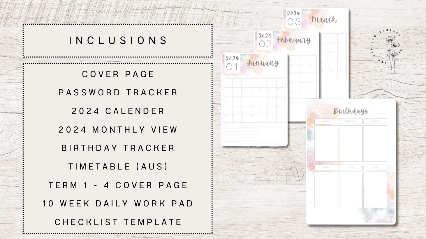 Printable Teacher Planner Watercolour Theme Australian - Etsy