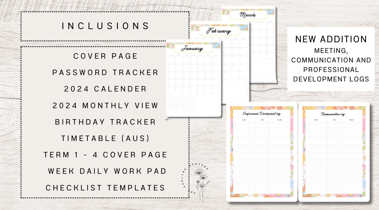 Printable Teacher Planner Retro Theme Australian Teacher Planner Daily ...