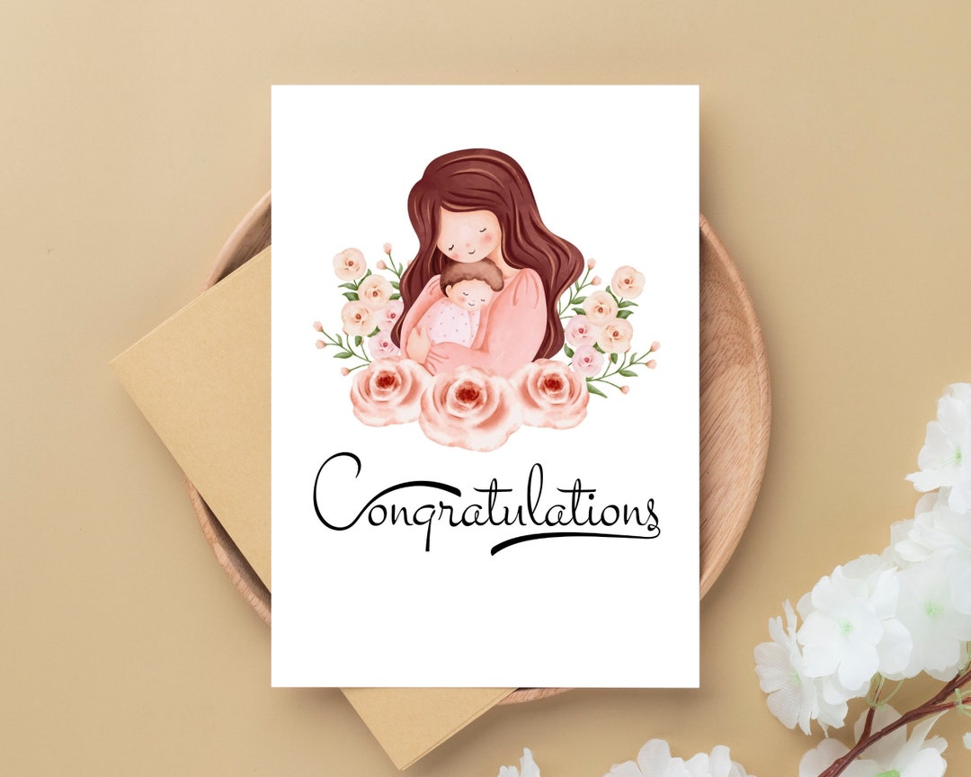 Printable Congratulations Card Greeting Card New Mom Congratulations ...