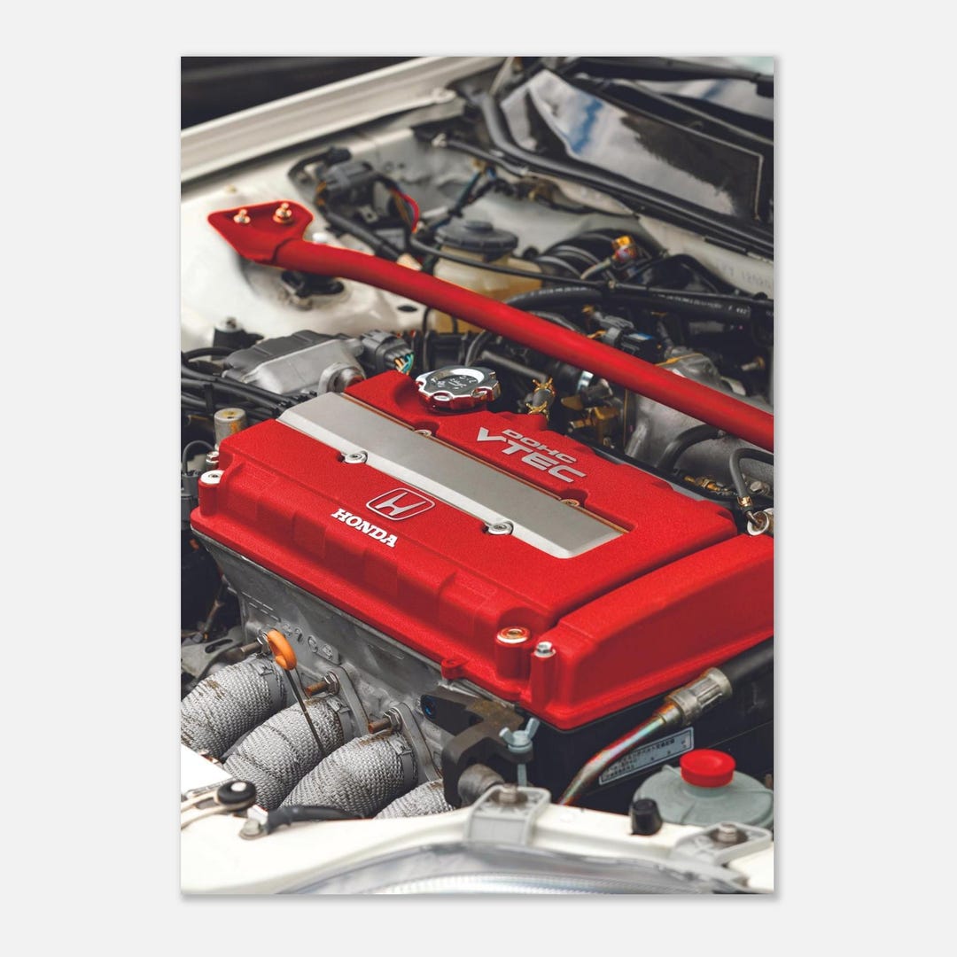 Honda Civic EK9 Type R V-TEC Engine Bay Red Cover Photograph Print Wall ...