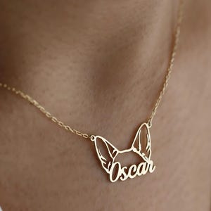 Custom Dog Name Pendant, Personalized Pet Ears Necklace, Custom Pet ...