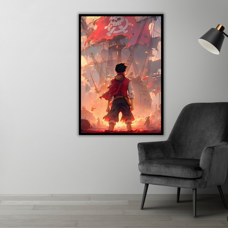Monkey D. Luffy Pirate Ship Canvas, One Piece Wall Art, Anime Decor ...