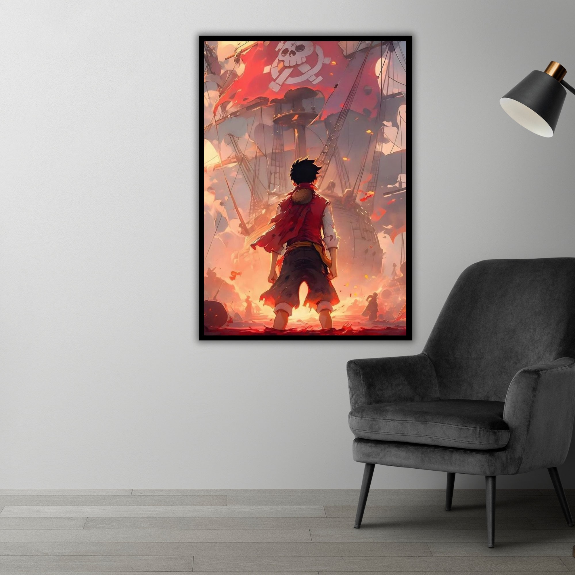 Monkey D. Luffy Pirate Ship Canvas, One Piece Wall Art, Anime Decor ...