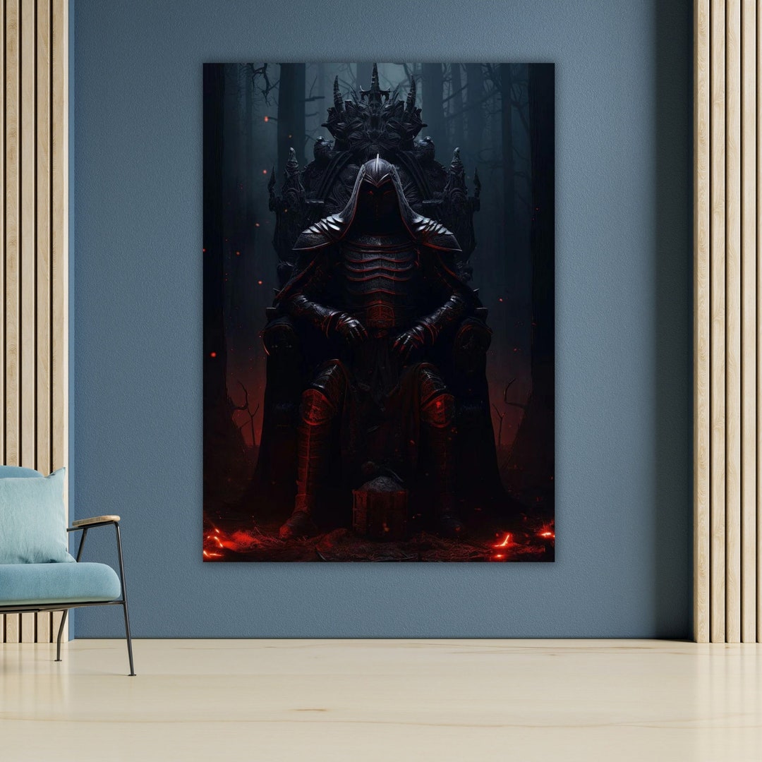 Black Knight Canvas Wall Art, Knight Painting, Medieval Decor, Gothic ...