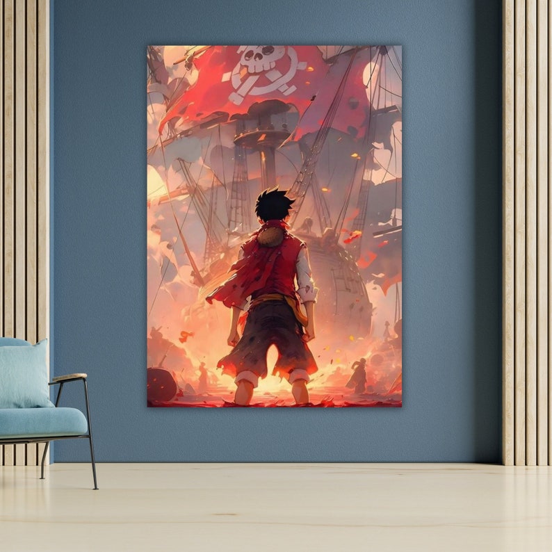 Monkey D. Luffy Pirate Ship Canvas, One Piece Wall Art, Anime Decor ...