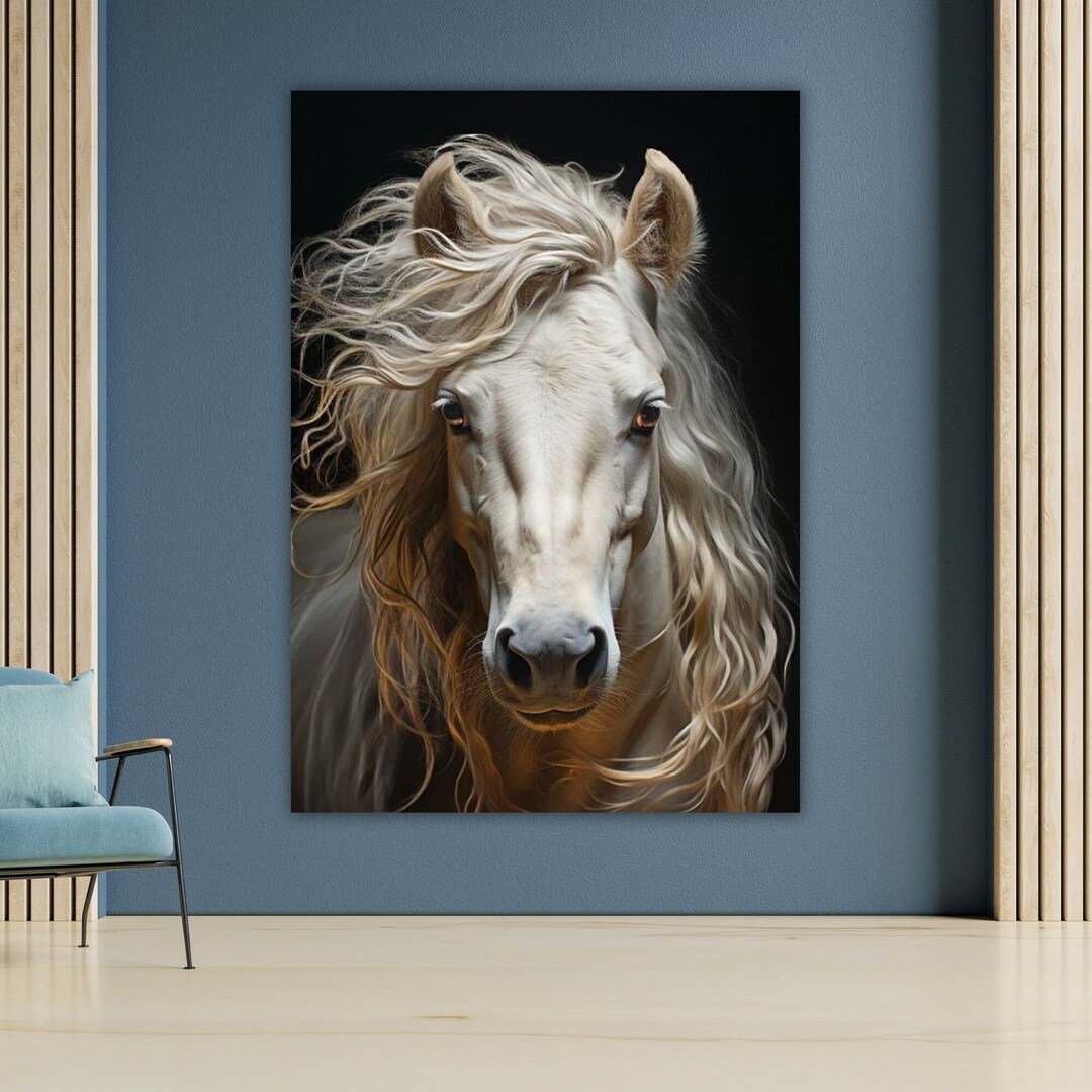 White Horse Print Watercolor Wall Art Horse Lover Gift - Etsy