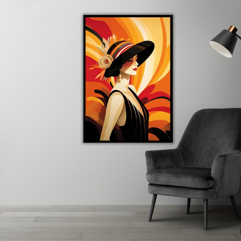 Deco Lady Canvas Art, Vintage Wall Decor, Art Deco Style Print, Retro ...