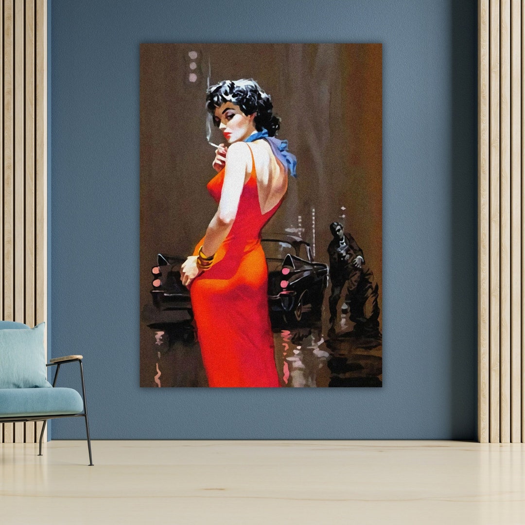 Lady in Red Canvas Wall Art, Modern Home Decor, Gift for Her - Etsy