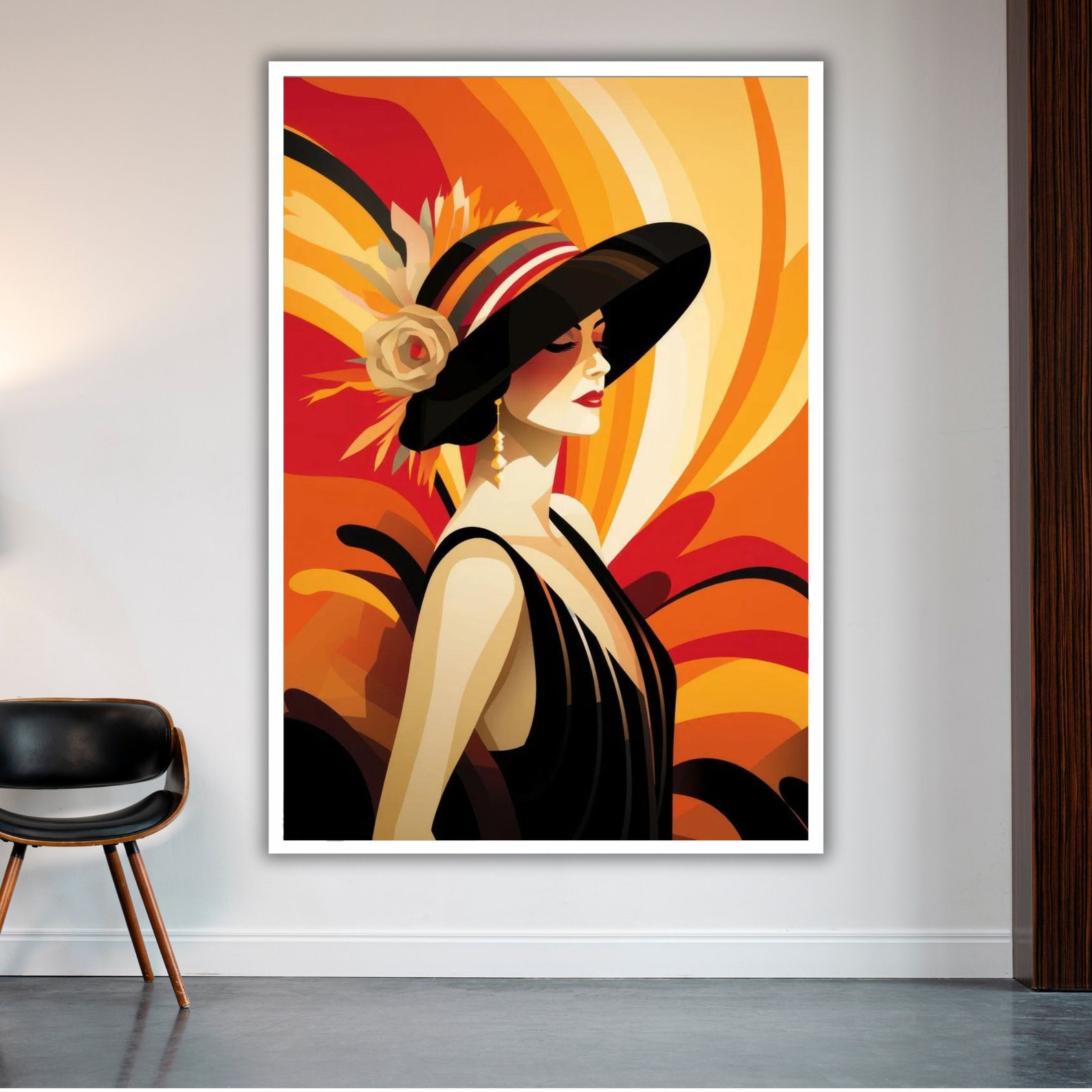 Deco Lady Canvas Art, Vintage Wall Decor, Art Deco Style Print, Retro ...