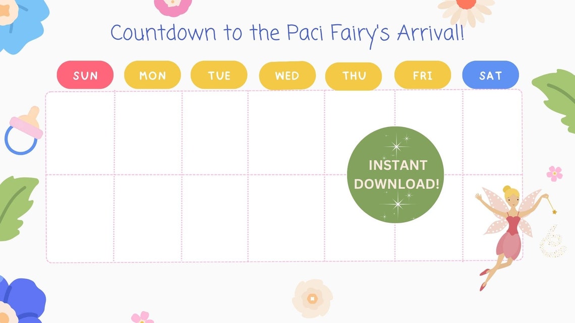 Printable Pacifier Fairy Countdown - Etsy