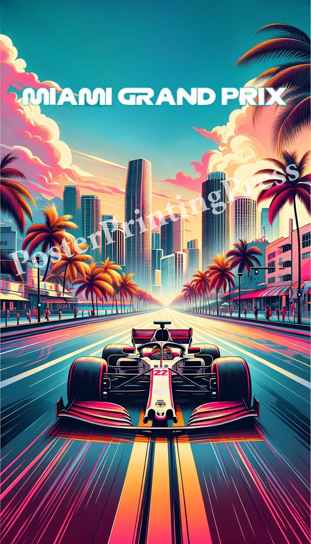 Miami Grand Prix Poster Miami Formula One Poster Miami F1 Poster Miami ...