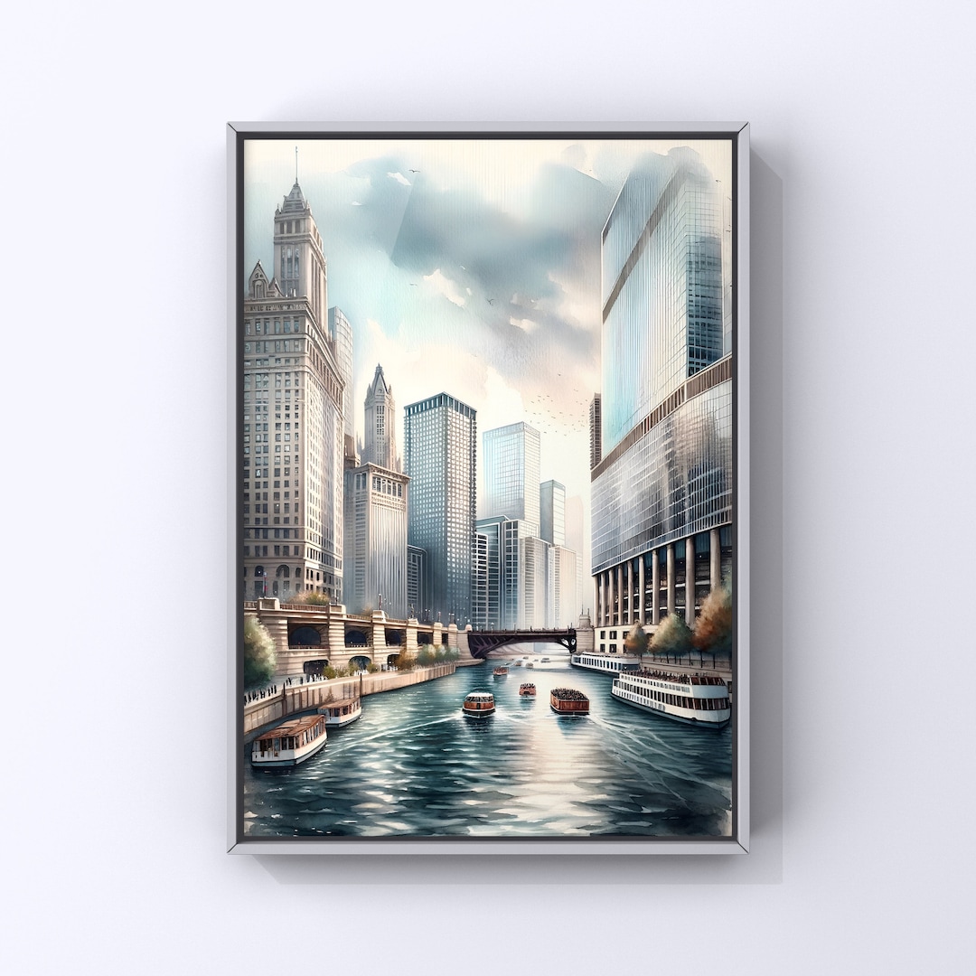 Chicago Painting for Home Chicago Digital Print Chicago Poster for Wall ...