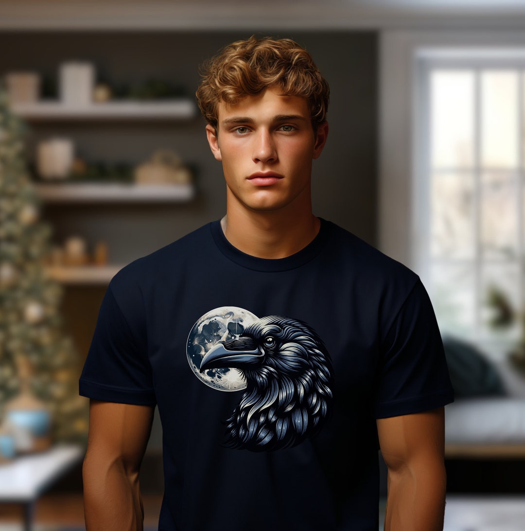 Raven Moon T-shirt Black Raven Shirt Nature Inspired Shirt Crow Art ...