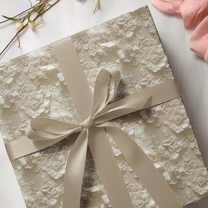 Vintage Creamy Beige Floral Lace Gift Wrapping Paper: Elegant Classy ...