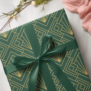Sophisticated Green Art Deco Gift Wrap Paper for Special Presents - Etsy