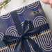 Art Deco Royal Blue Gift Wrapping Paper, Elegant Present Wrap in Rolls ...