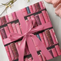 Book Wrapping Paper Roll Colorful Bookshelf Gift Wrap for Christmas ...
