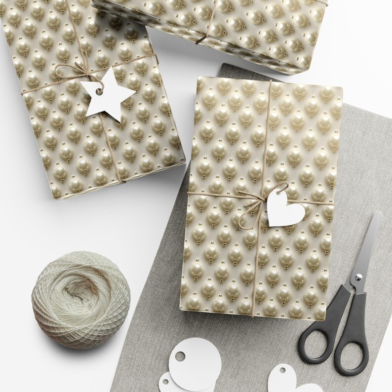 Pearl Gift Wrapping Paper in Creamy Beige Print, Gift Wrap for Wedding ...