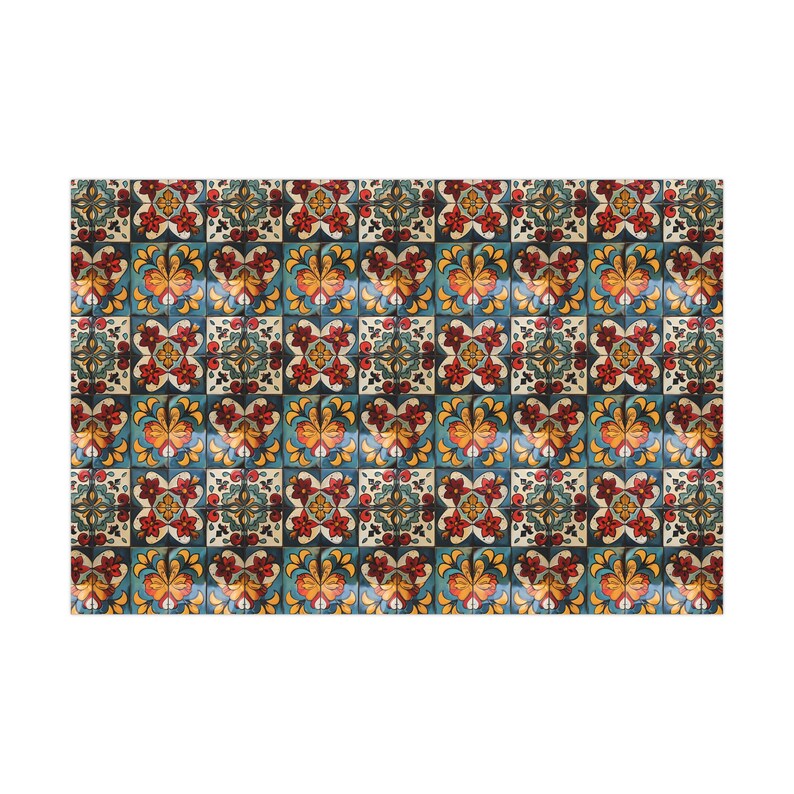 Mediterranean Tile Gift Wrapping Paper, Spanish Ceramic Present Wrap ...