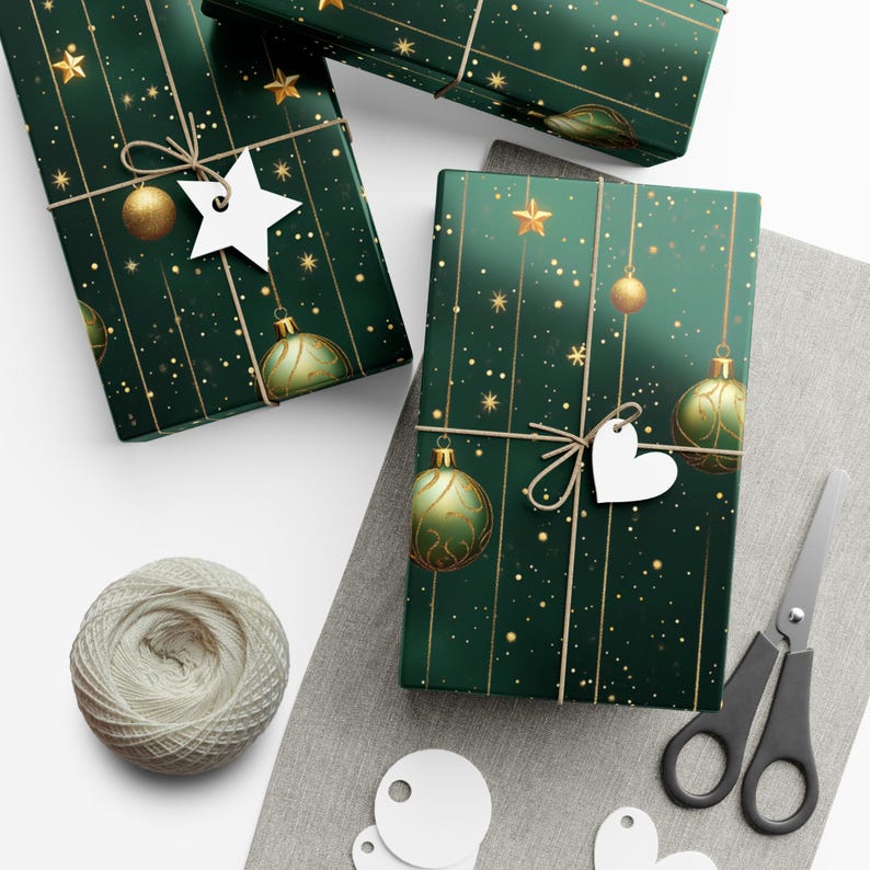 Royal Green Gift Wrap Papers, Vintage Style Christmas Gift Wrapping ...