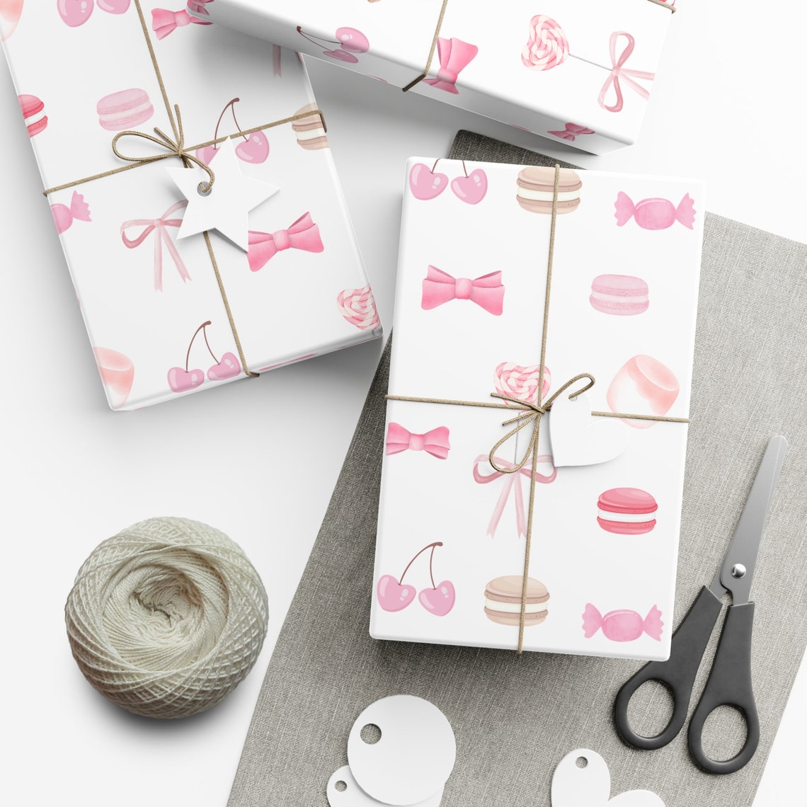 Birthday Gift Wrapping Paper for Girls, Adorable Gift Wrap With Bows ...