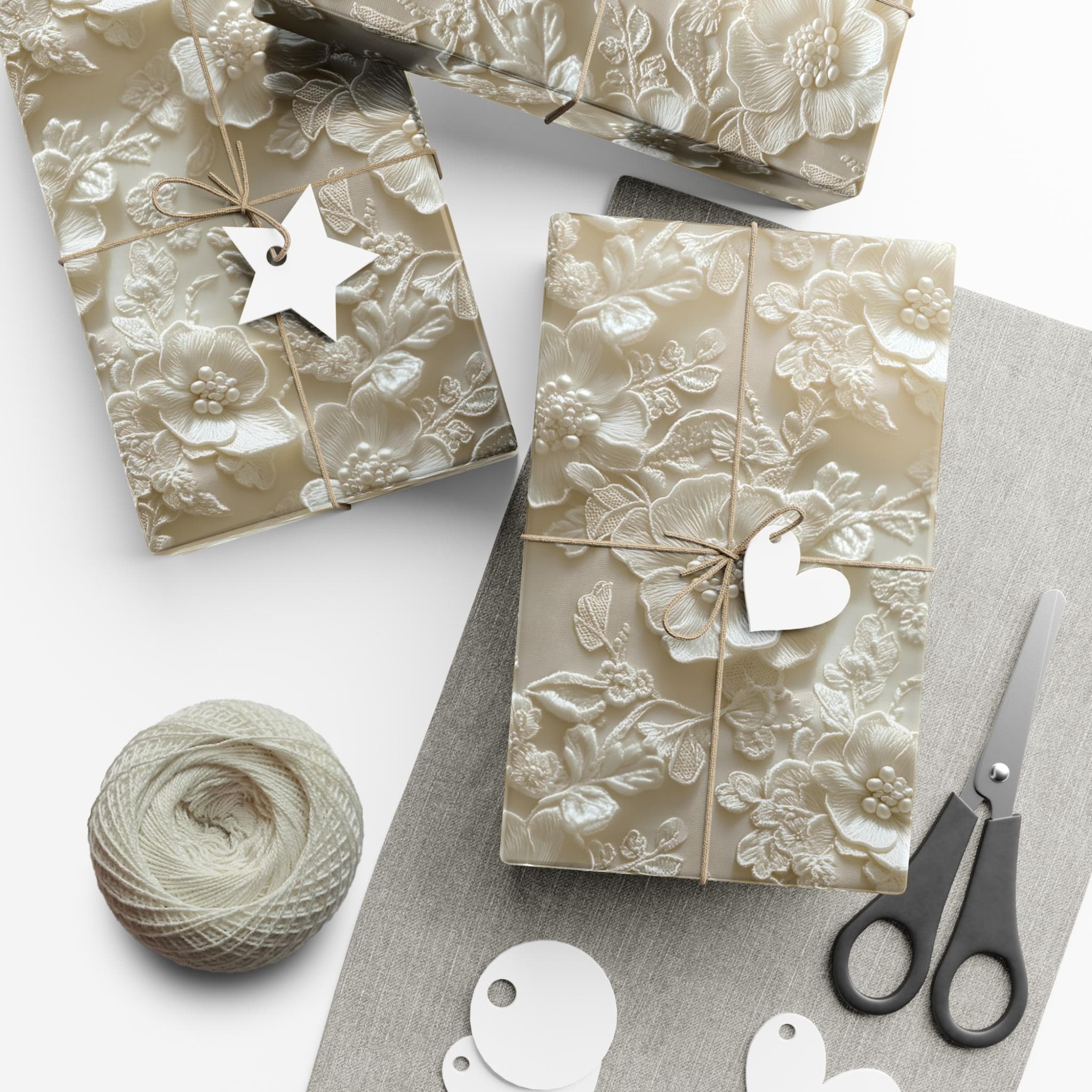 Vintage Creamy Beige Floral Lace Gift Wrapping Paper: Elegant Classy ...