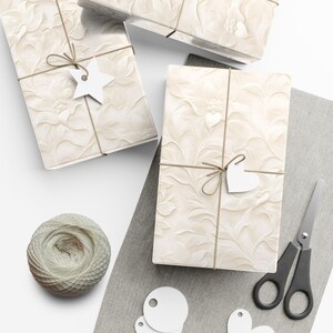 Gift Wrap Papers, Classic Beige Floral, Wedding Gift Wrap, Neutral ...