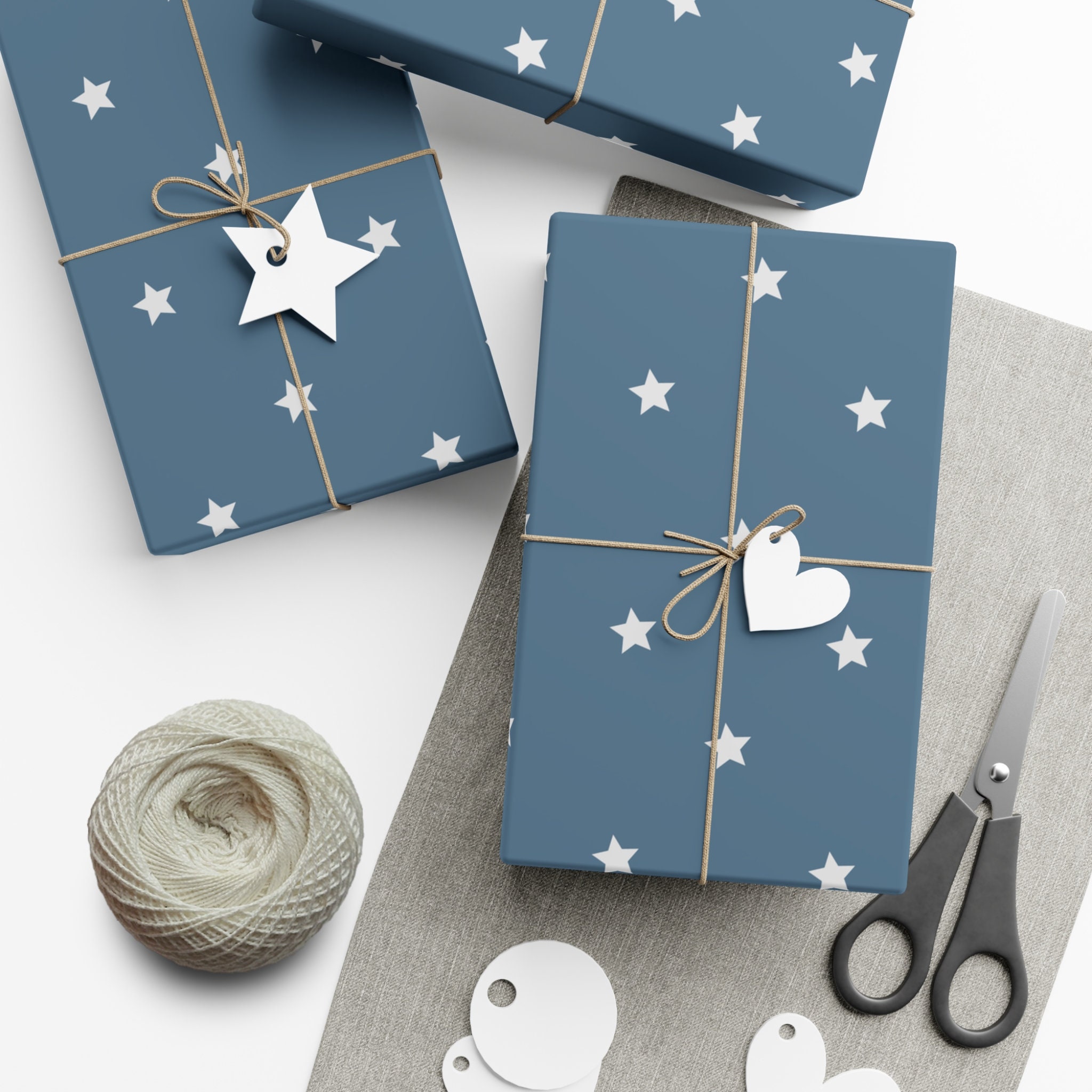 Pastel Blue Gift Wrapping Paper With Stars for Minimalistic Gifts ...