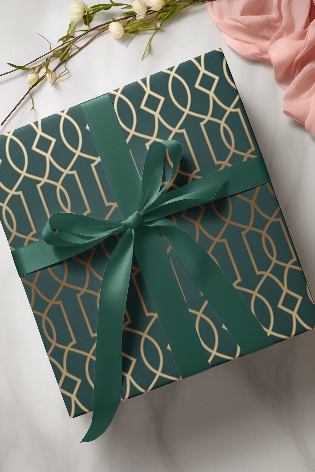 Gift Wrap, Artdeco Emerald Green Gift Wrap Paper for Presents and ...
