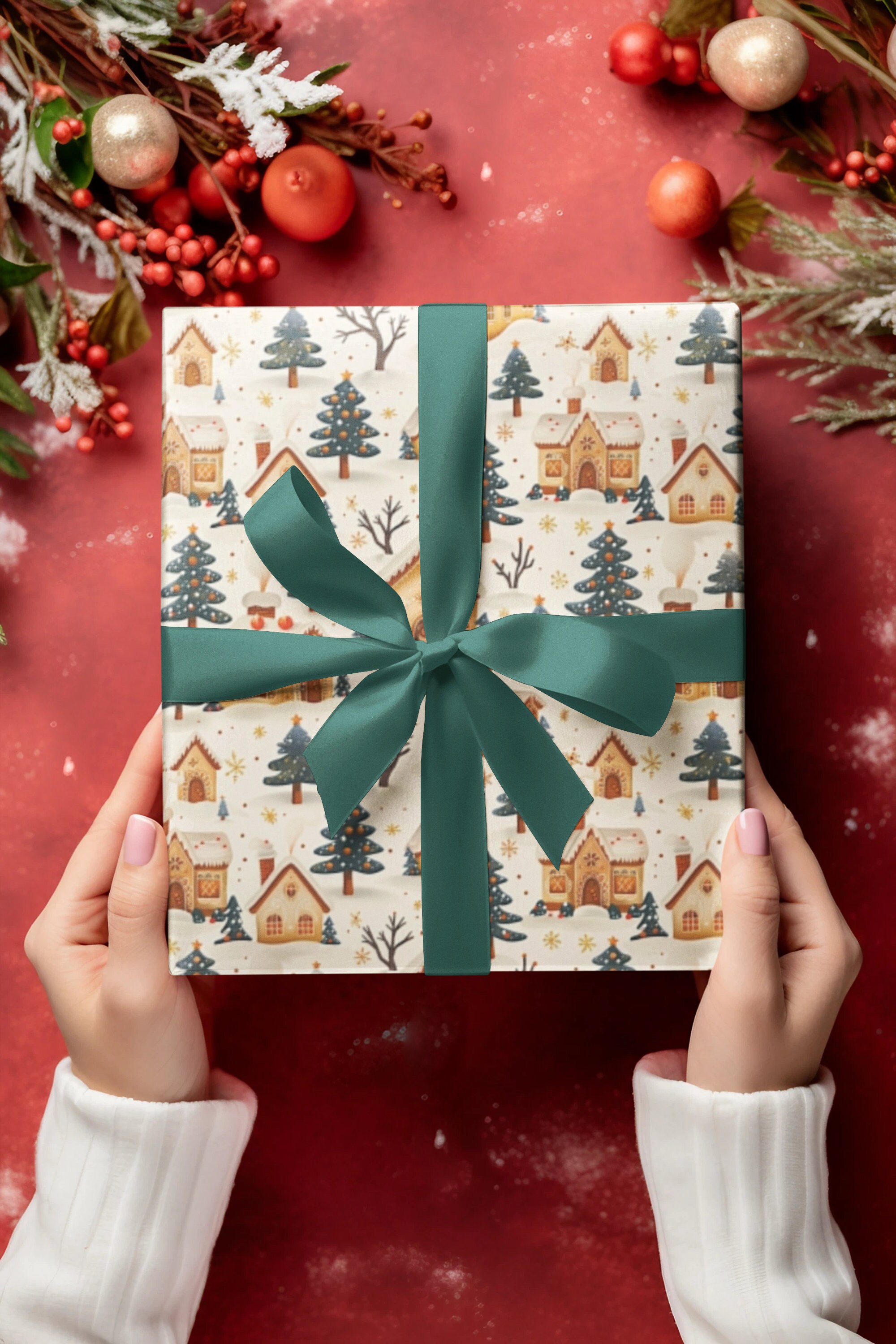Festive Gingerbread House Holiday Wrap for Kids & Adults - Christmas ...
