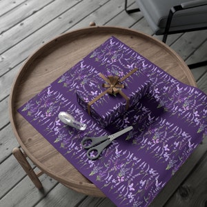 Purple Gift Wrapping Paper With Dainty Lavender Flowers, Feminine ...