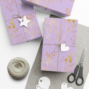 Lavender Gift Wrapping Paper in Pastel Floral Aesthetic for Elegant and ...