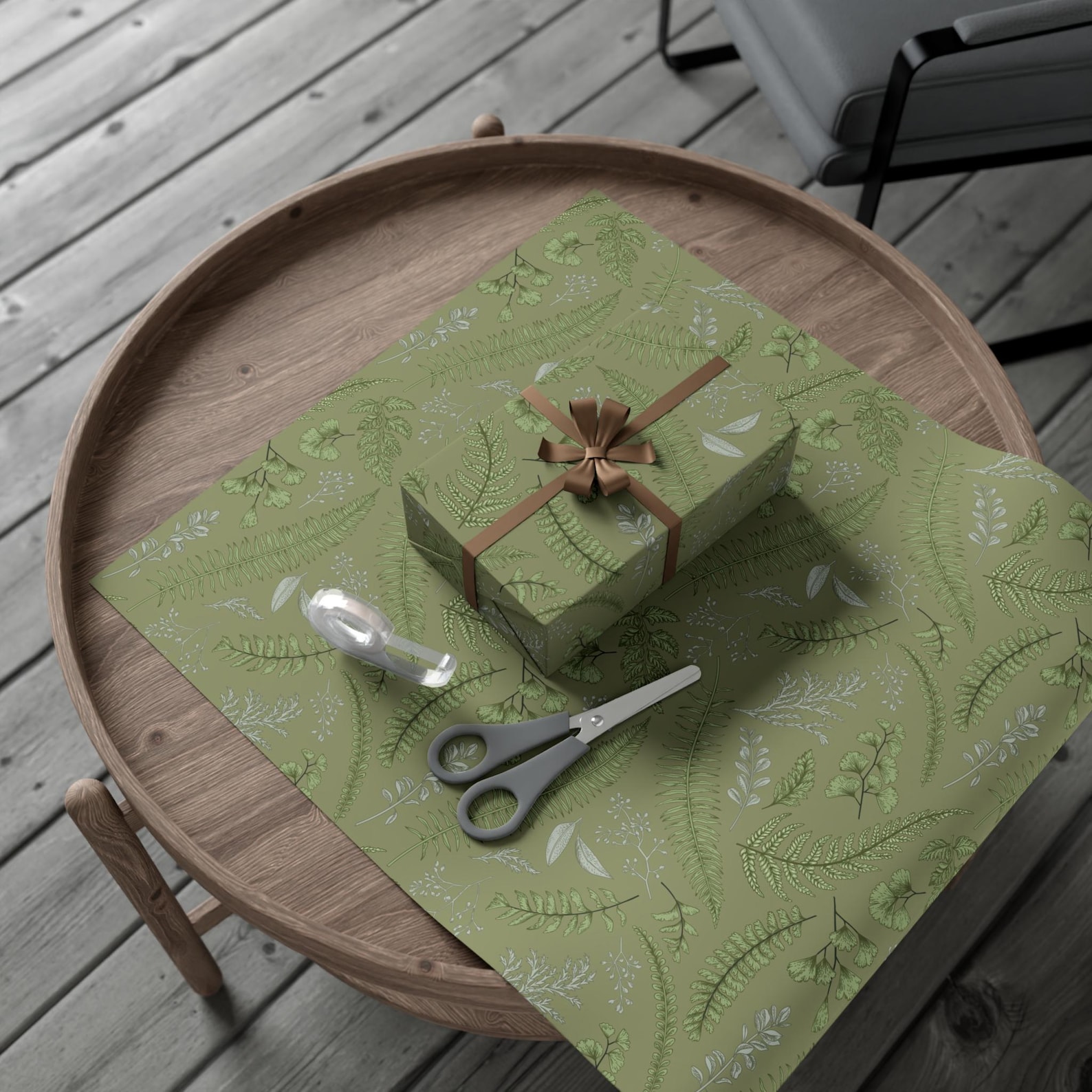 Sage Green Botanical Gift Wrap: Elegant Leaf Pattern - Etsy