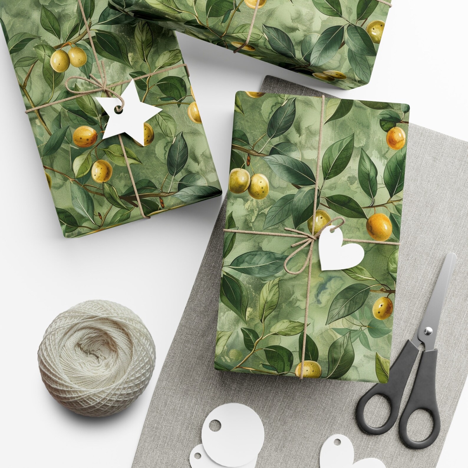 Elegant Gift Wrapping Paper With Golden Olive Design for Nature Lovers ...