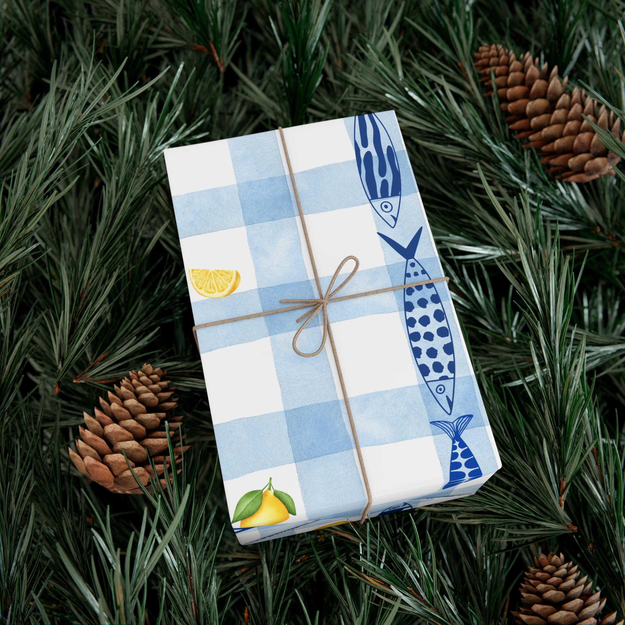 Sardines & Lemons Wrapping Paper: Mediterranean Coastal Theme - Etsy