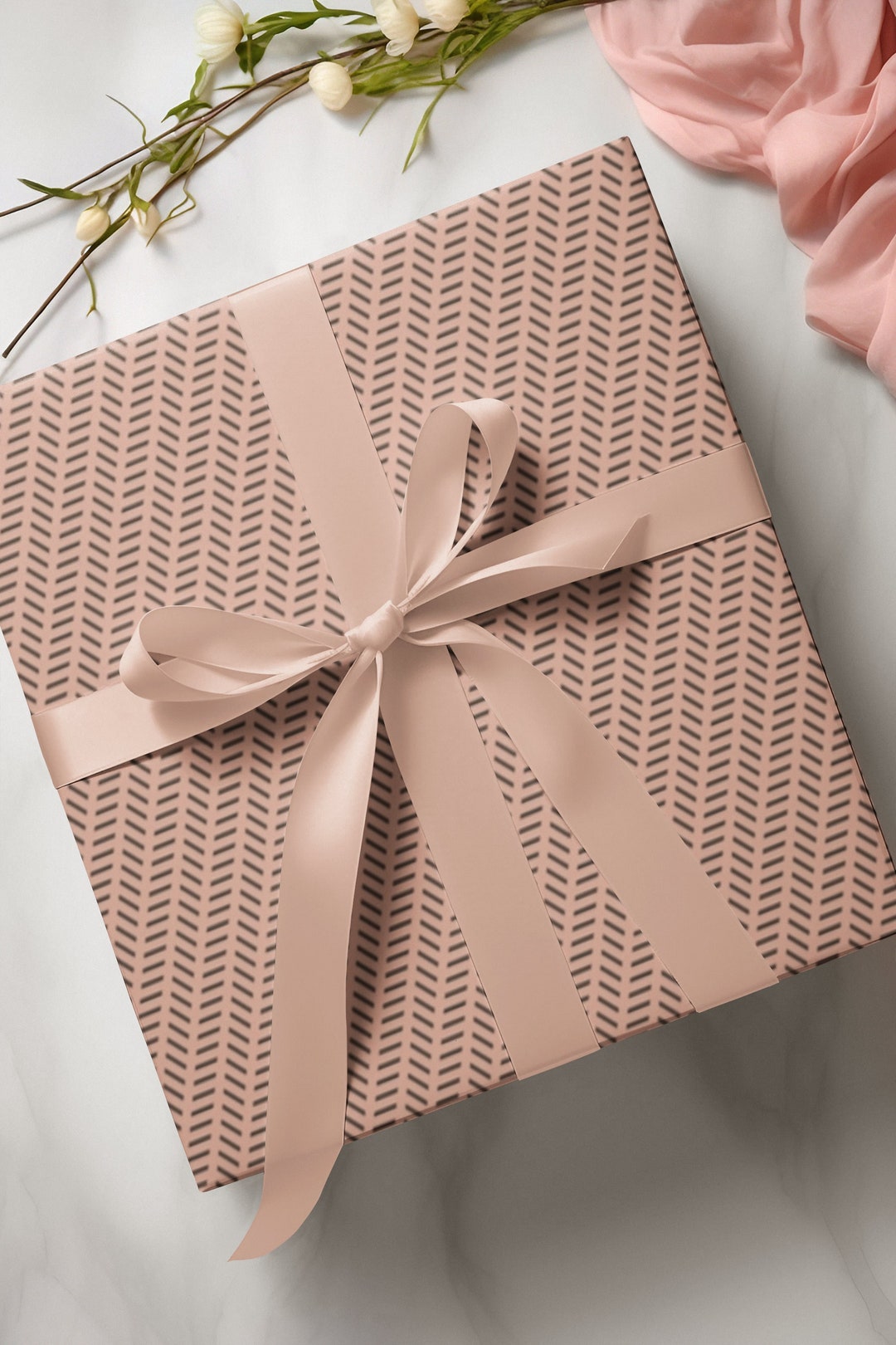 Elegant Neutral Wrapping Paper With Japanese Wagara Design in Unique ...