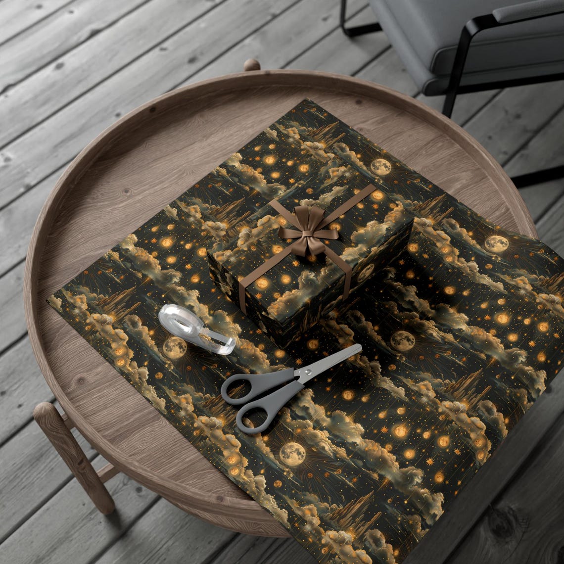 Celestial Gift Wrapping Paper: Vintage Style Moon & Stars - Galaxy ...