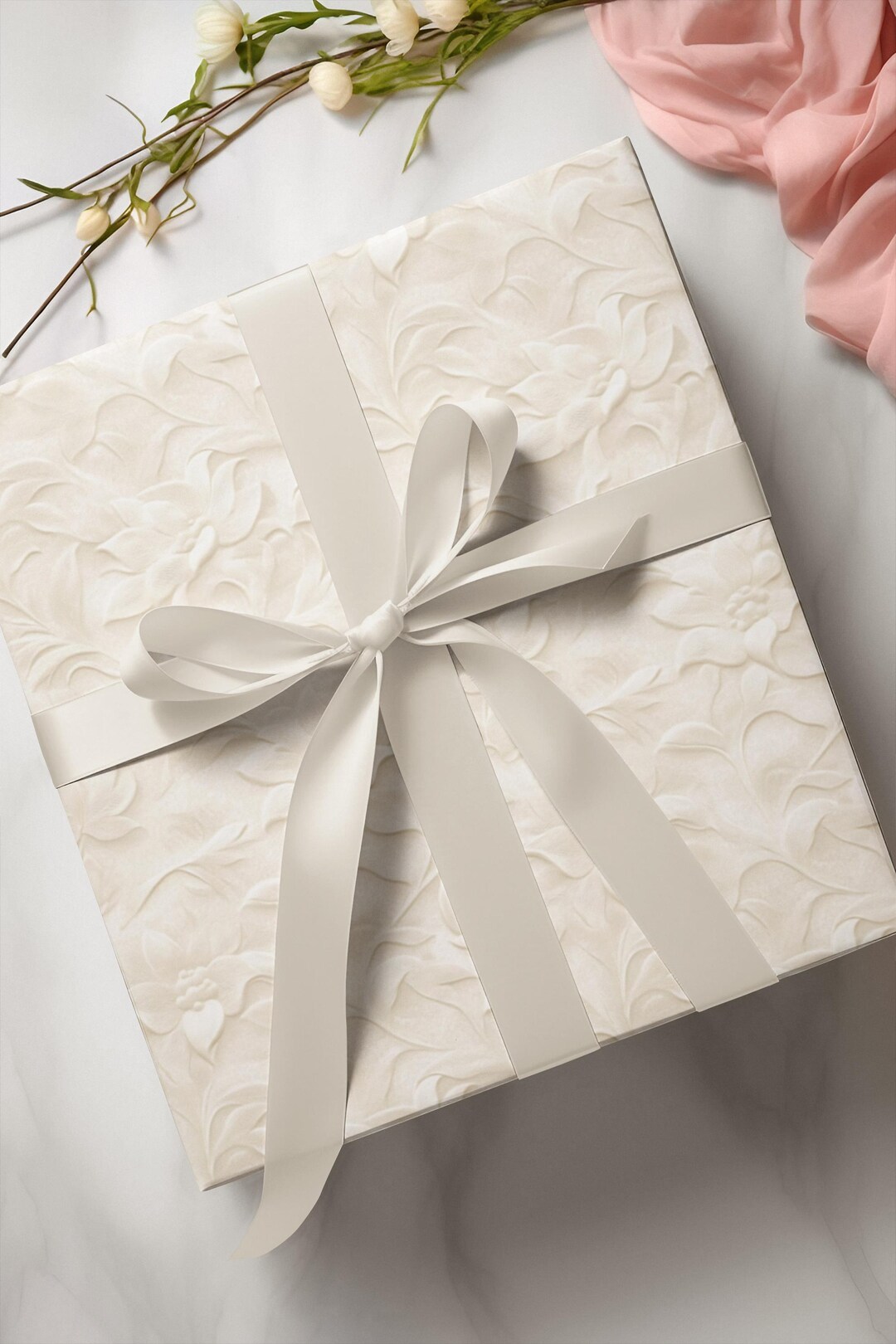 Gift Wrap Papers, Classic Beige Floral, Wedding Gift Wrap, Neutral ...