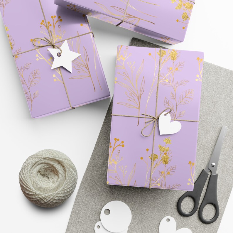 Dainty Floral Gift Wrapping Paper in Pastel Lavender Colour - Etsy