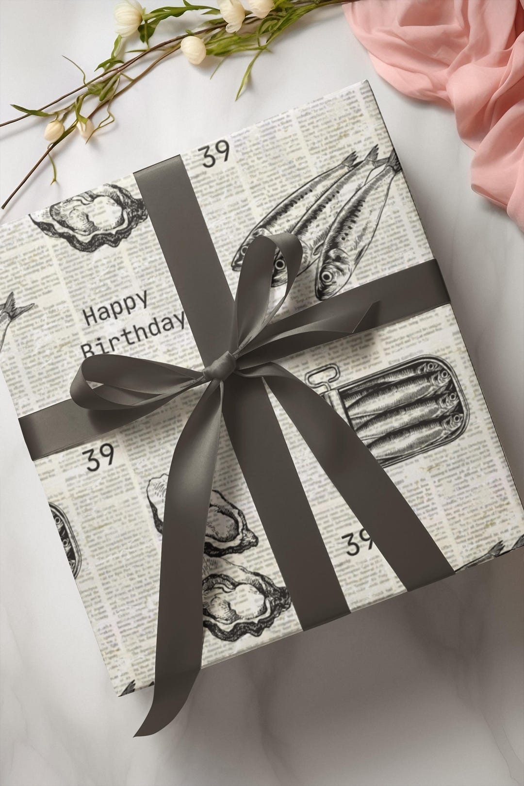 Gift Wrap Papers, Seafood Themed Wrapping Paper - Novelty Birthday ...