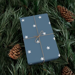 Pastel Blue Gift Wrapping Paper With Stars for Minimalistic Gifts ...
