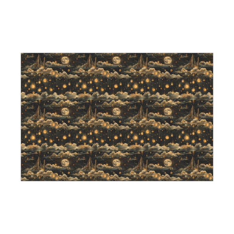 Celestial Gift Wrapping Paper: Vintage Style Moon & Stars - Galaxy ...