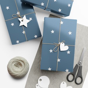 Pastel Blue Gift Wrapping Paper With Stars for Minimalistic Gifts ...