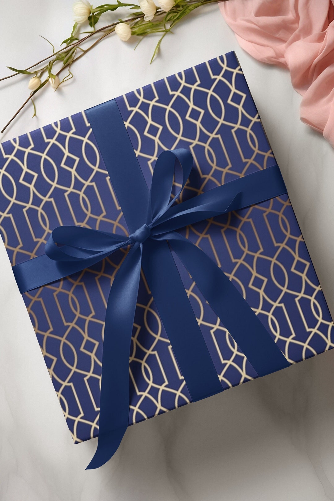 Navy Blue Gift Wrapping Papers in Art Deco Style - Etsy