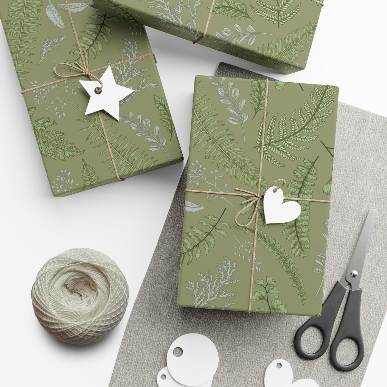 Sage Green Botanical Gift Wrap: Elegant Leaf Pattern - Etsy