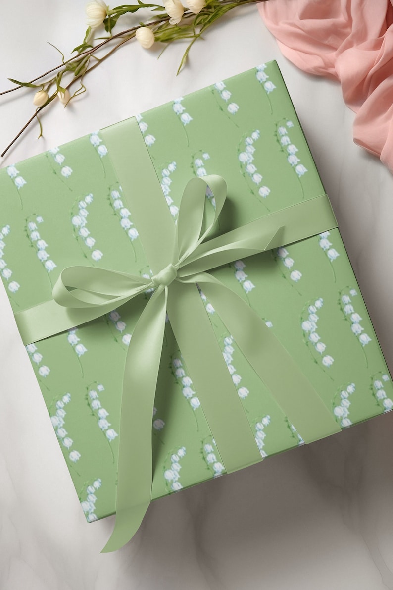 Lily of the Valley Flower May Birthday Gift Wrapping Paper in Pastel ...
