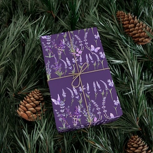 Purple Gift Wrapping Paper With Dainty Lavender Flowers, Feminine ...