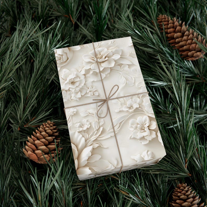 Floral Gift Wrap Paper: Beige Roses, Eco-friendly Bridal Packaging - Etsy